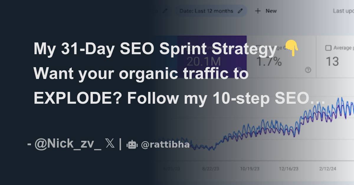 My 31-Day SEO Sprint Strategy 👇 Want your organic traffic to EXPLODE? Follow my 10-step SEO ...