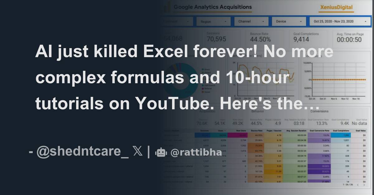 AI just killed Excel forever! No more complex formulas and 10-hour tutorials on YouTube. Here's ...
