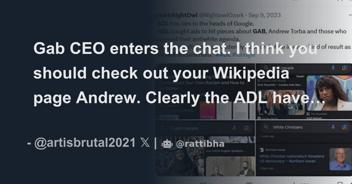 Gab CEO enters the chat. I think you should check out your Wikipedia ...