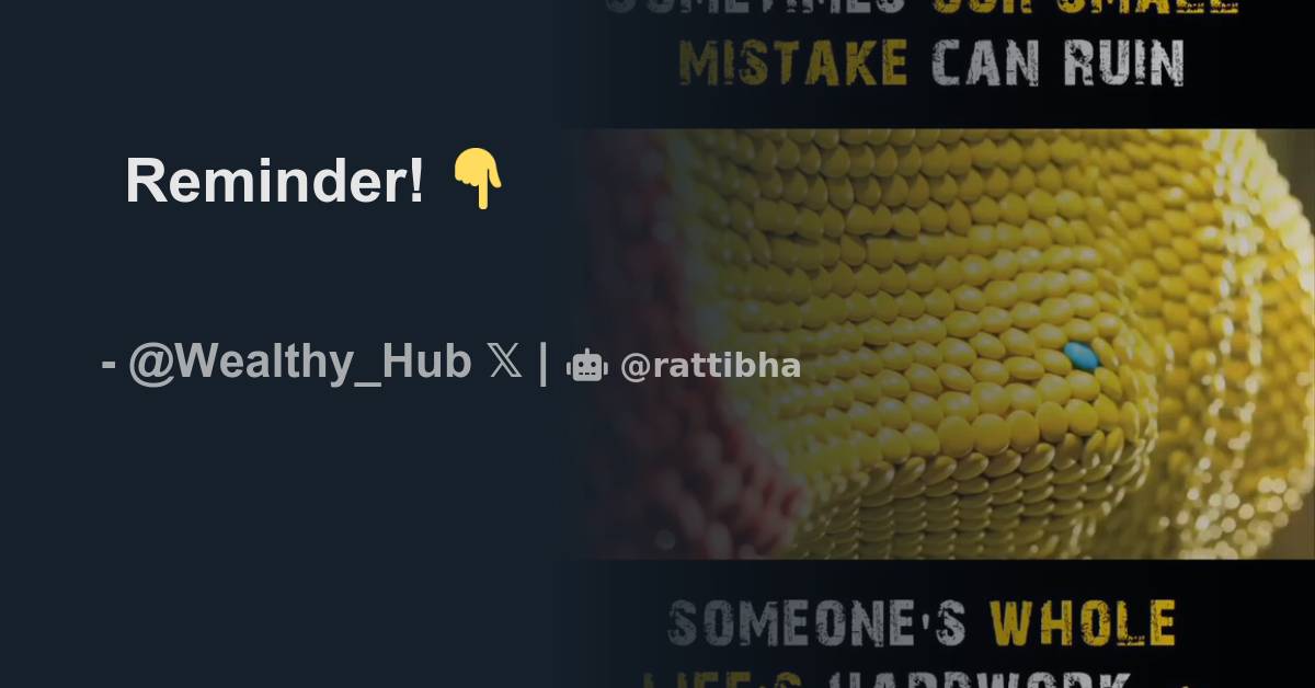 Reminder! 👇 - المسلسل من Wealth-Hub | Self-Mastery® @WealthHub__ - رتبها