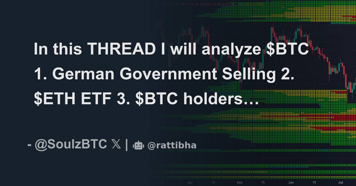 In this THREAD I will analyze $BTC 1. German Government Selling 2. $ETH ...
