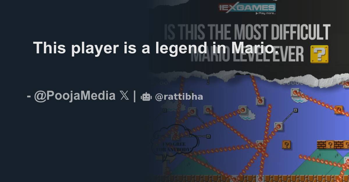 This player is a legend in Mario. - Thread from POOJA!!! @PoojaMedia ...