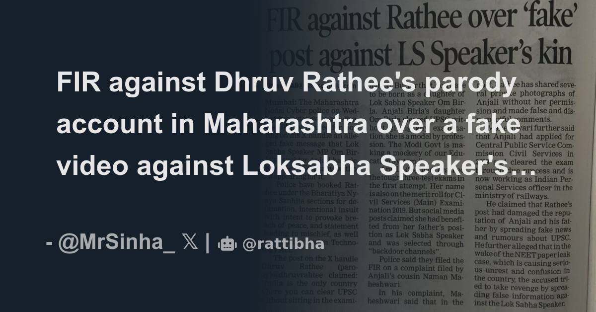 FIR against Dhruv Rathee's parody account in Maharashtra over a fake video against Loksabha ...