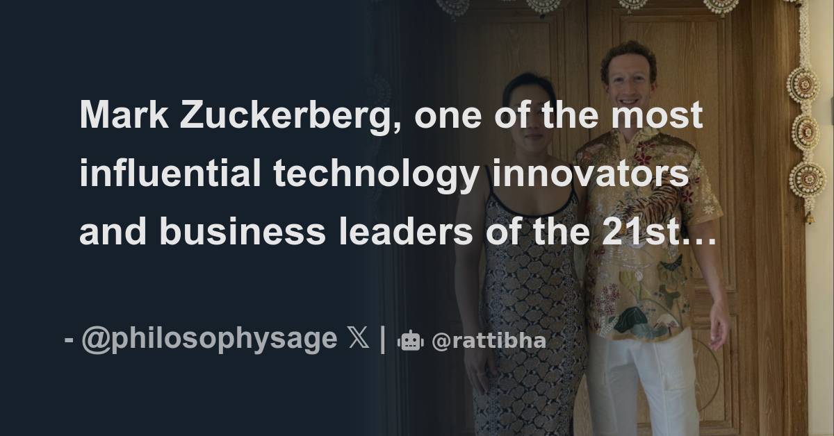 Mark Zuckerberg, one of the most influential technology innovators and ...