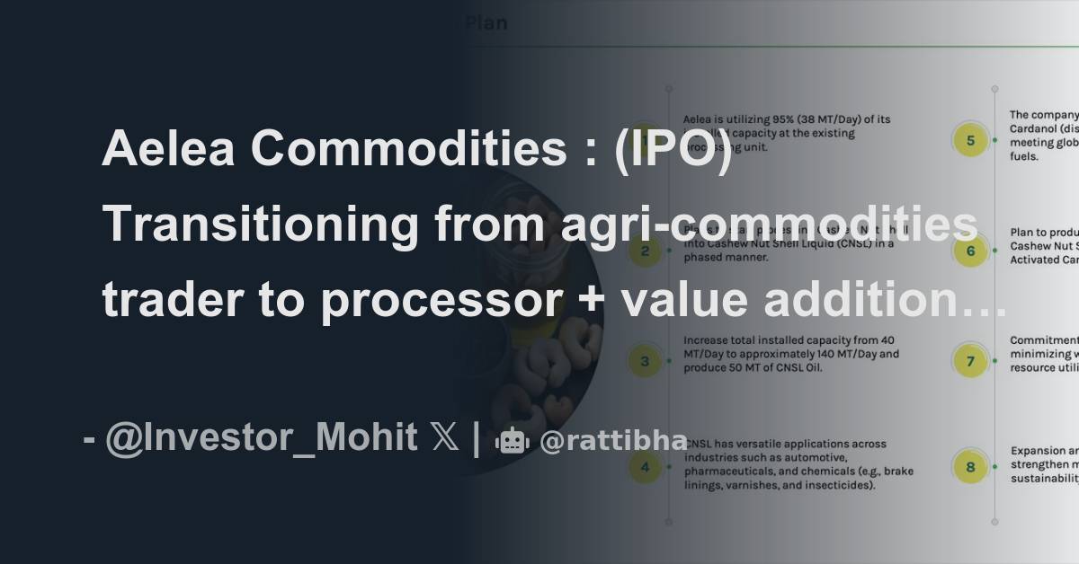 Aelea Commodities : (IPO) Transitioning from agri-commodities trader to processor + value ...