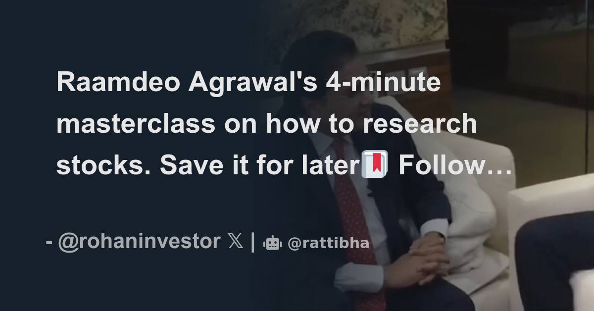 Raamdeo Agrawal's 4-minute masterclass on how to research stocks. Save it for later🔖 - المسلسل ...