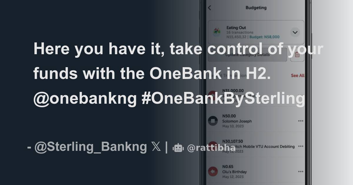 Here you have it, take control of your funds with the OneBank in H2 ...
