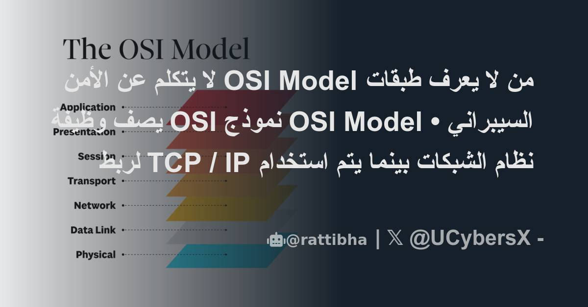 من لا يعرف طبقات OSI Model لا يتكلم عن الأمن السيبراني • OSI Model نموذج OSI يصف وظيفة نظام ...