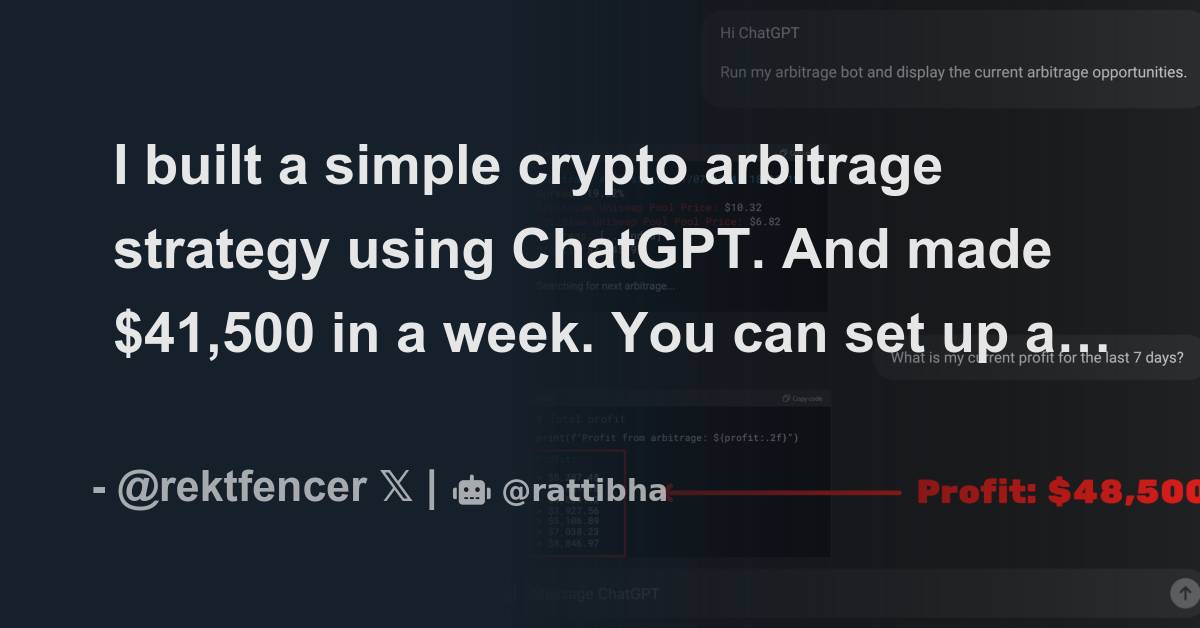 I built a simple crypto arbitrage strategy using ChatGPT. And made ...