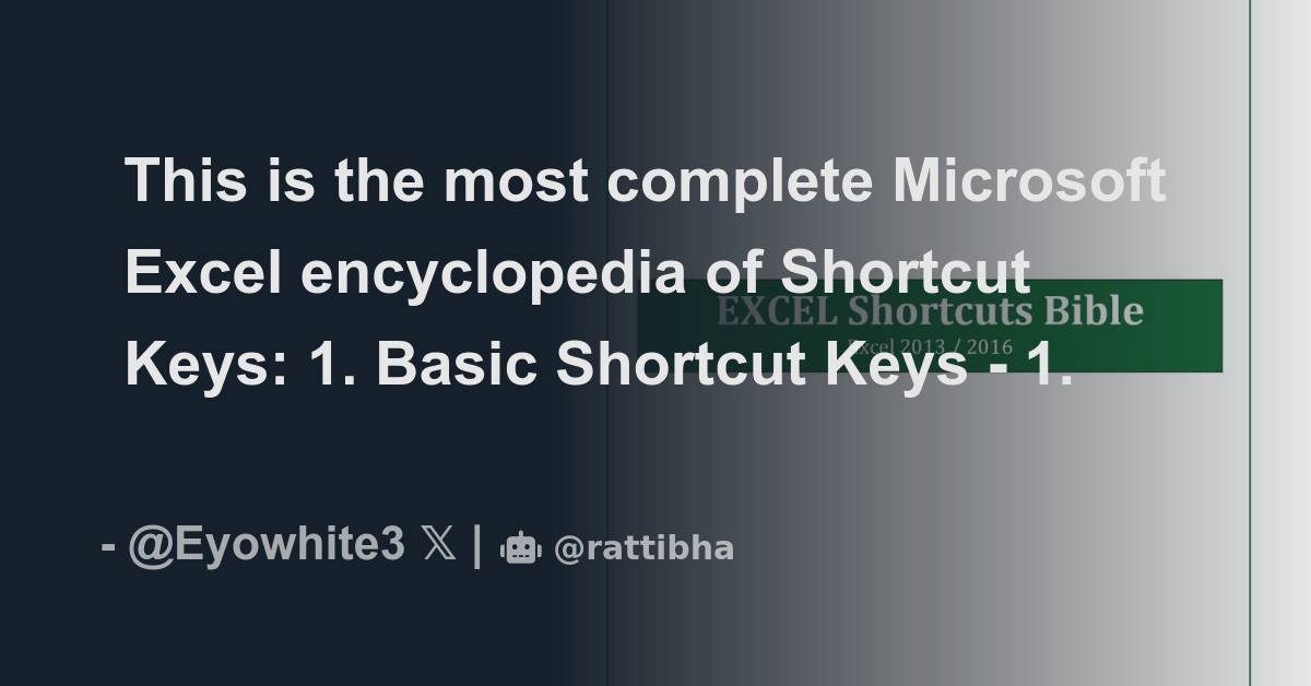This is the most complete Microsoft Excel encyclopedia of Shortcut Keys: - المسلسل من Eyo Eyo ...