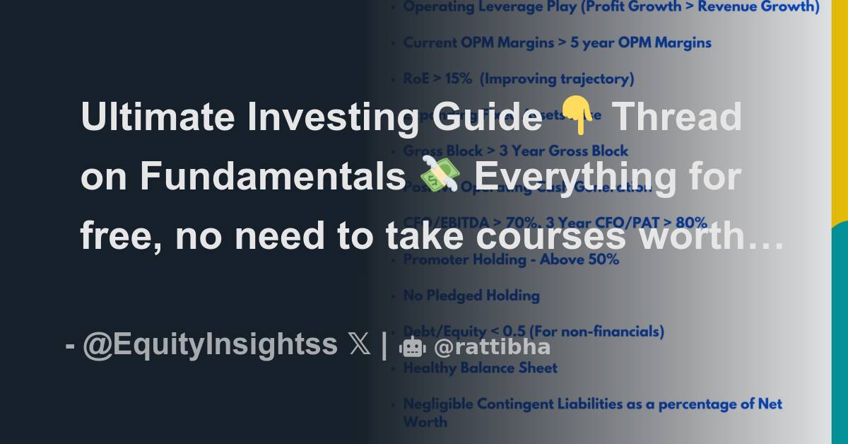 Ultimate Investing Guide 👇 Thread on Fundamentals 💸 Everything for free, no need to take courses ...