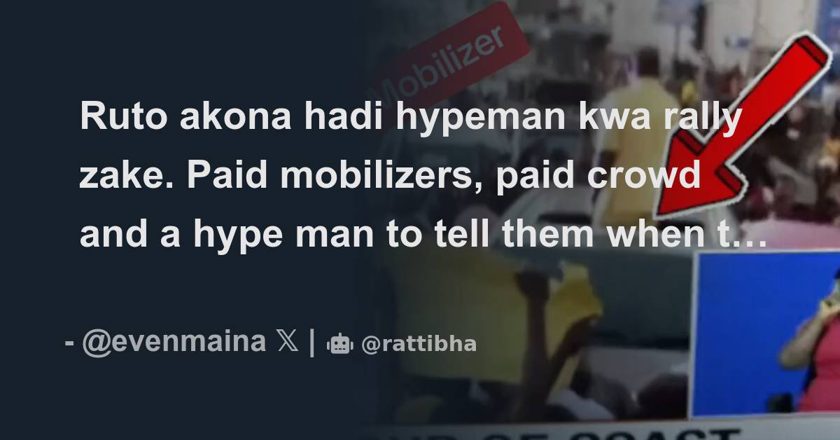 Ruto akona hadi hypeman kwa rally zake. Paid mobilizers, paid crowd and ...