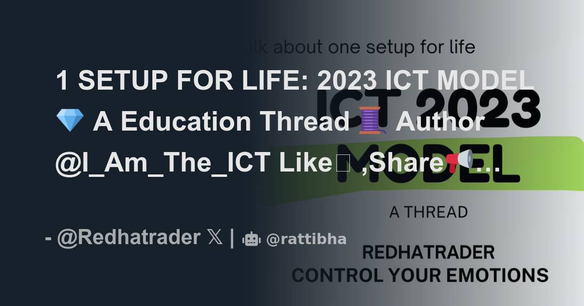 1 SETUP FOR LIFE: 2023 ICT MODEL💎 A Education Thread 🧵 Author @I_Am_The_ICT Like🩵 ,Share📢 ...