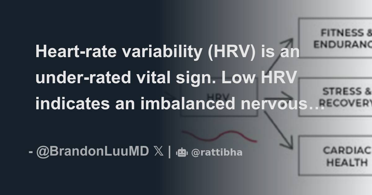 Heart-rate variability (HRV) is an under-rated vital sign. Low HRV ...