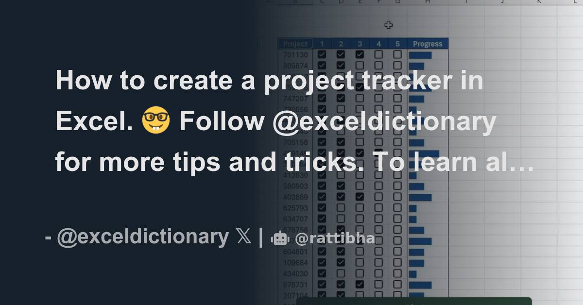 How to create a project tracker in Excel. 🤓 - Thread from Excel Dictionary @exceldictionary ...