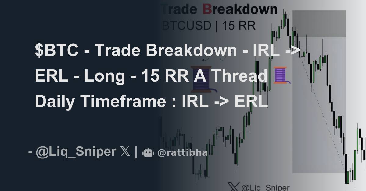 $BTC - Trade Breakdown - IRL -> ERL - Long - 15 RR A Thread 🧵 - Thread ...