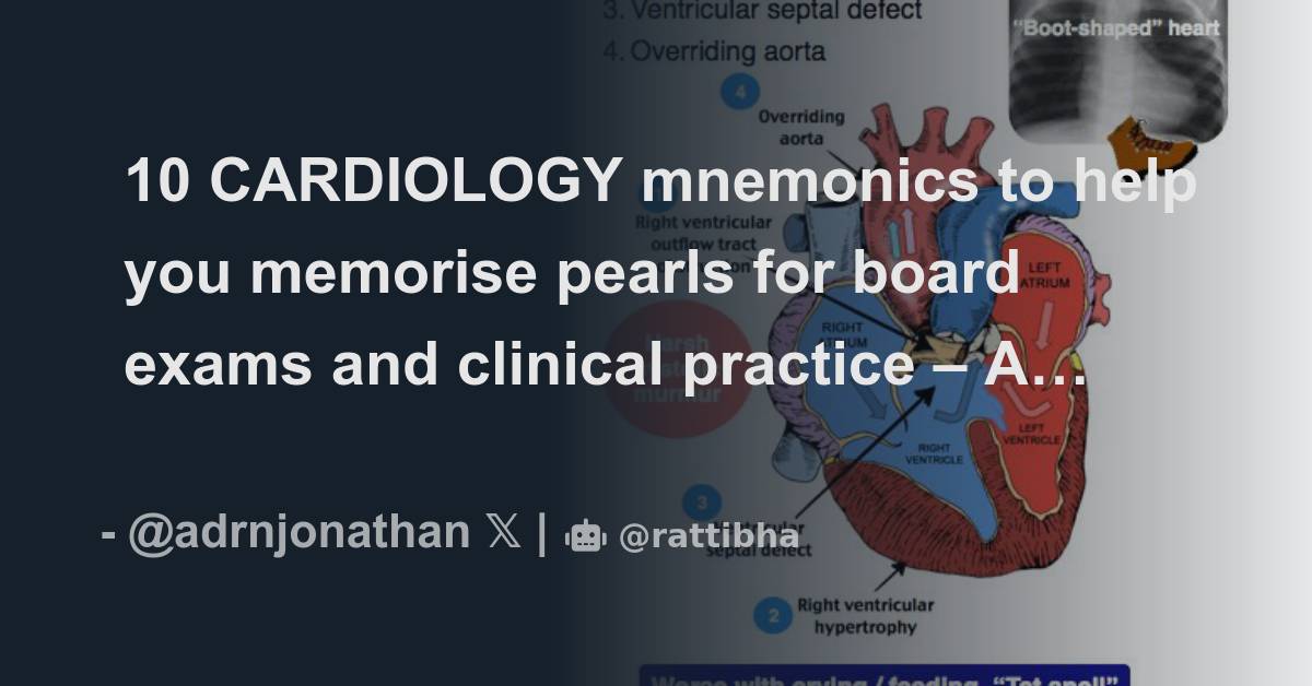 10 CARDIOLOGY mnemonics to help you memorise pearls for board exams and ...