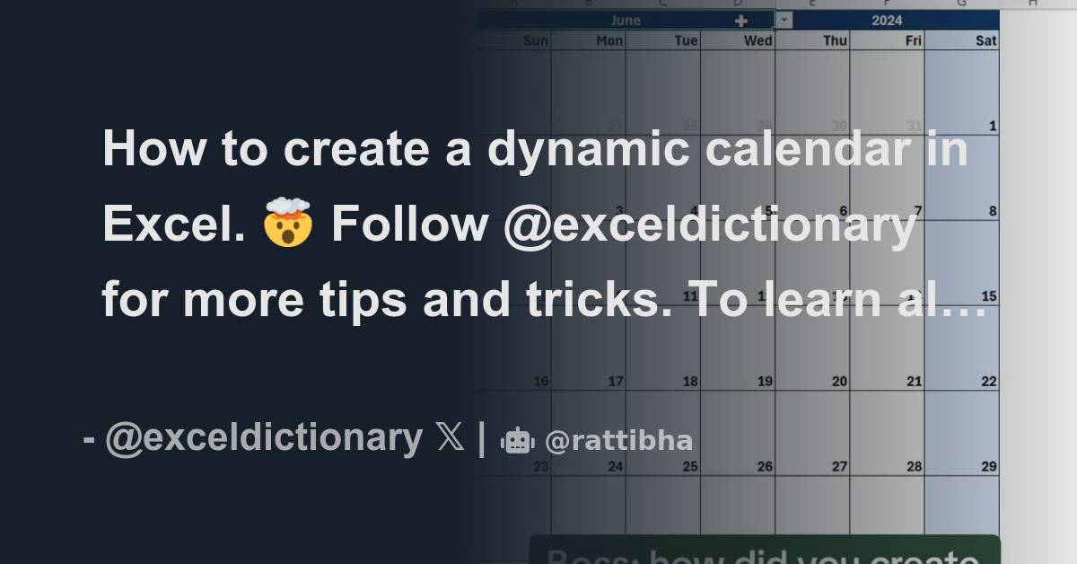 How to create a dynamic calendar in Excel. 🤯 - Thread from Excel Dictionary @exceldictionary ...