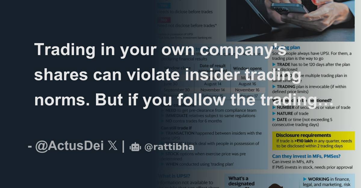 Trading in your own company's shares can violate insider trading norms ...
