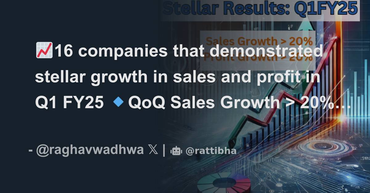 📈16 companies that demonstrated stellar growth in sales and profit in Q1 FY25 🔹QoQ Sales Growth ...