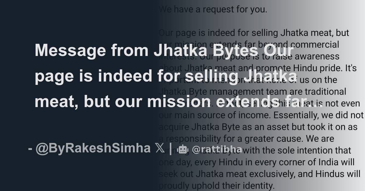Message from Jhatka Bytes Our page is indeed for selling Jhatka meat ...