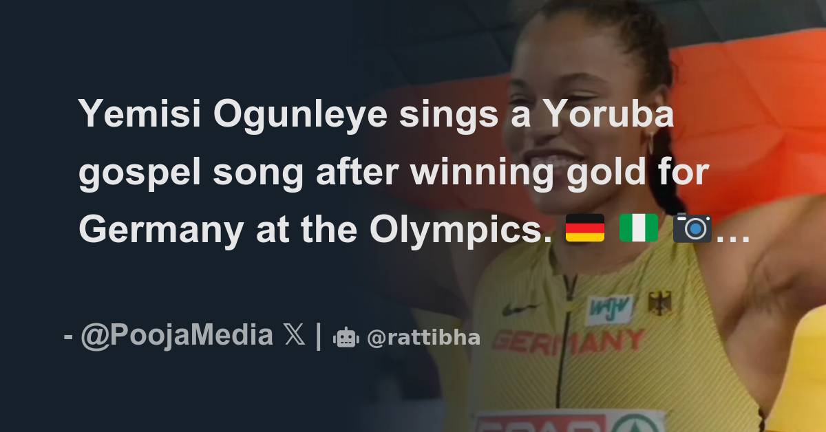 Yemisi Ogunleye sings a Yoruba gospel song after winning gold for Germany at the Olympics. 🇩🇪 🇳🇬 ...