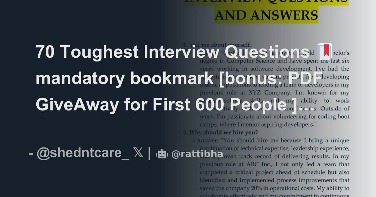 70 Toughest Interview Questions 🔖mandatory bookmark [bonus: PDF ...