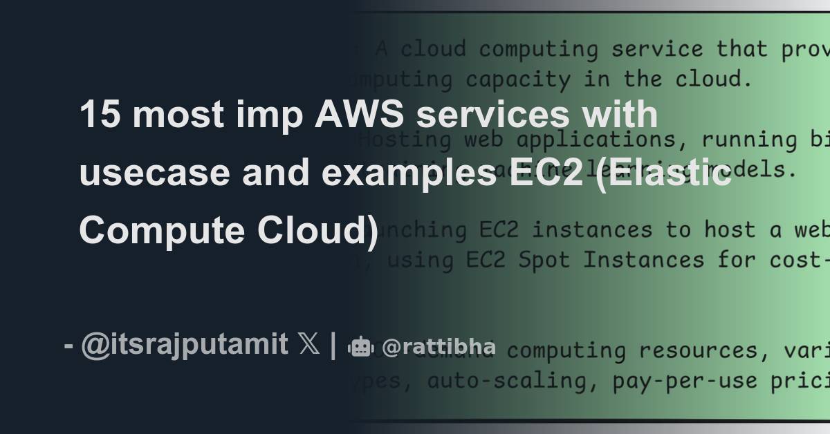 15 most imp AWS services with usecase and examples - Thread from Amit ...