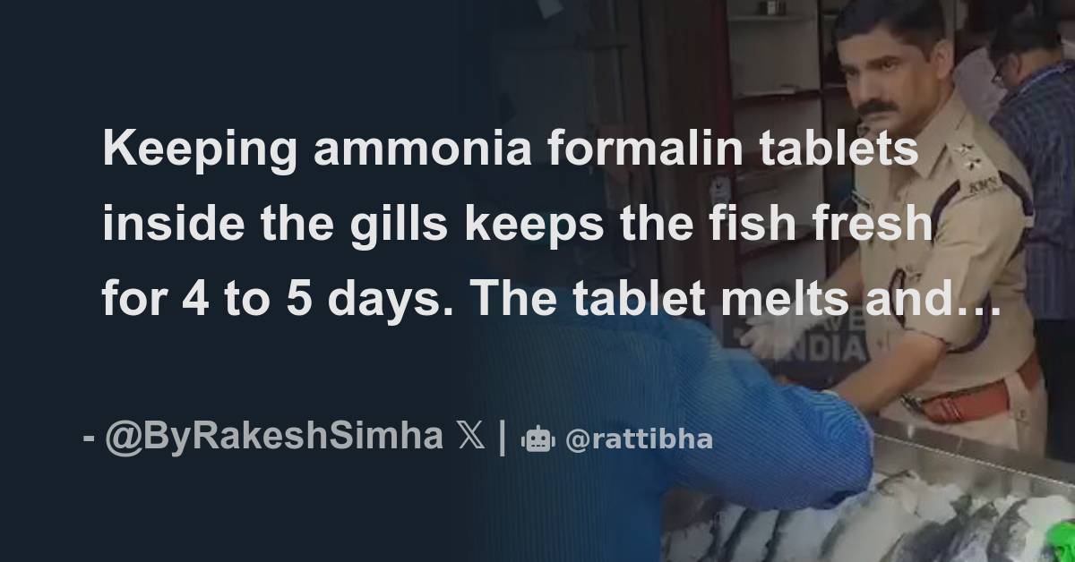 Keeping ammonia formalin tablets inside the gills keeps the fish fresh ...