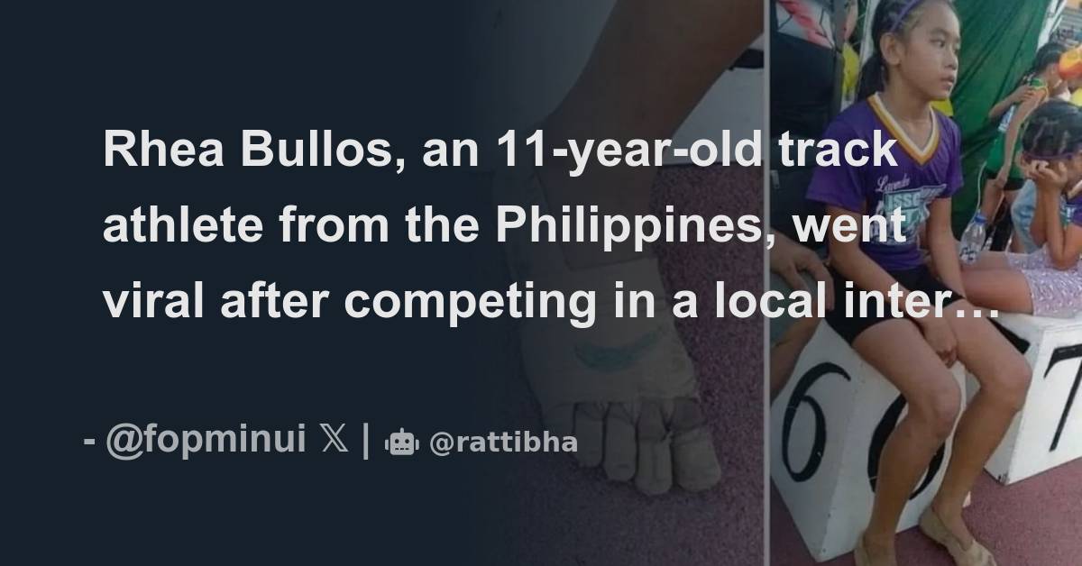 Rhea Bullos, an 11-year-old track athlete from the Philippines, went ...