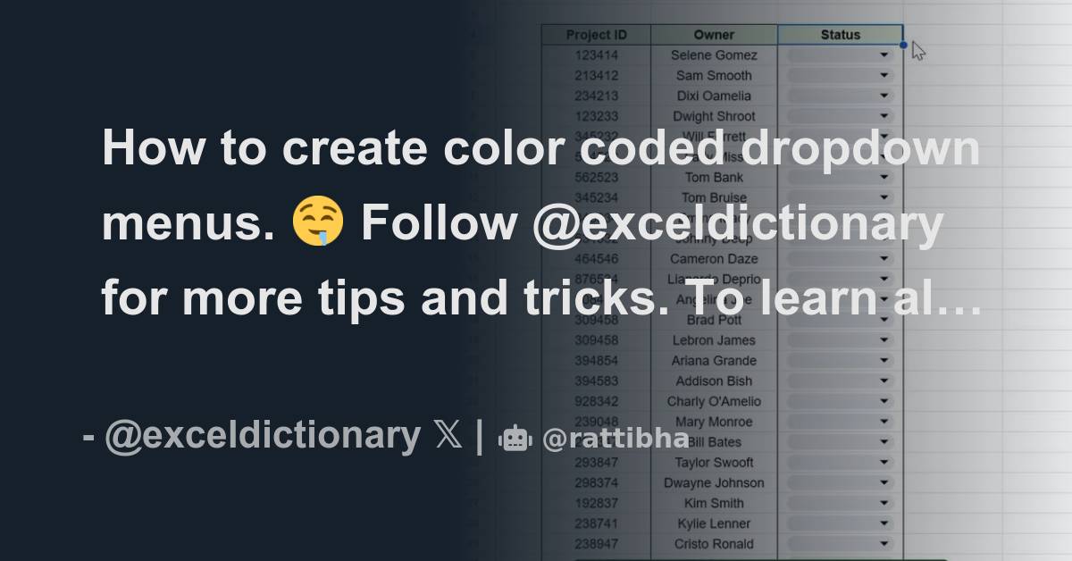 How to create color coded dropdown menus. 🤤 - Thread from Excel Dictionary @exceldictionary ...