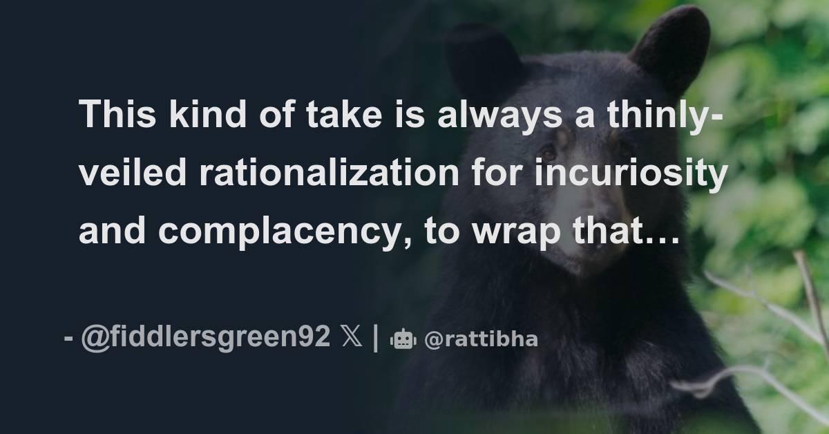 This kind of take is always a thinly-veiled rationalization for ...