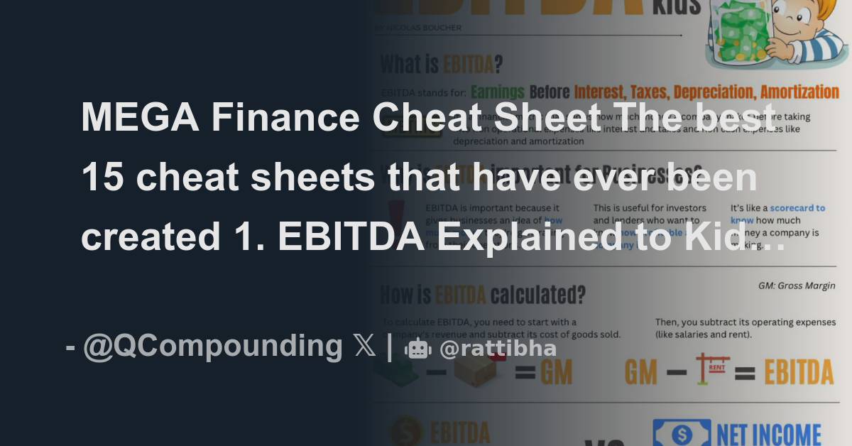 MEGA Finance Cheat Sheet The best 15 cheat sheets that have ever been created 1. EBITDA ...