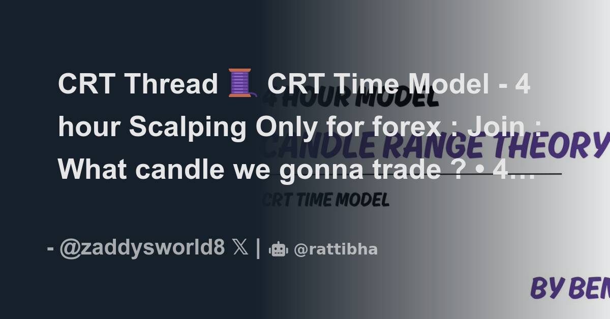 CRT Thread 🧵 CRT Time Model - 4 hour Scalping Only for forex : Join : - Thread from Benizazy ...