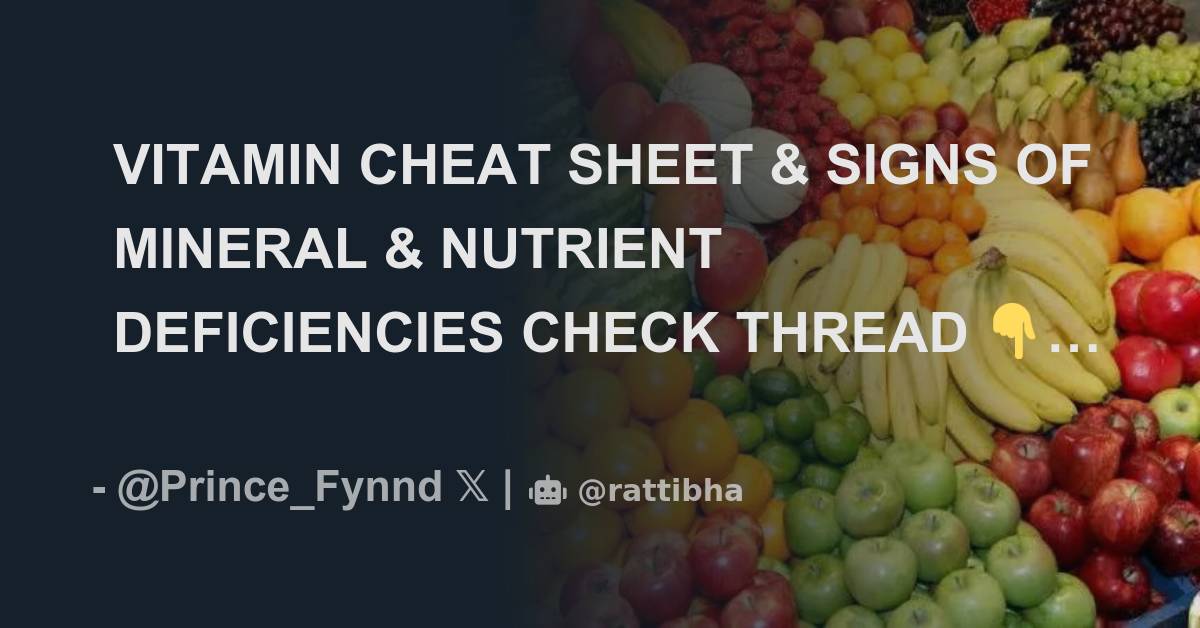 VITAMIN CHEAT SHEET & SIGNS OF MINERAL & NUTRIENT DEFICIENCIES CHECK ...