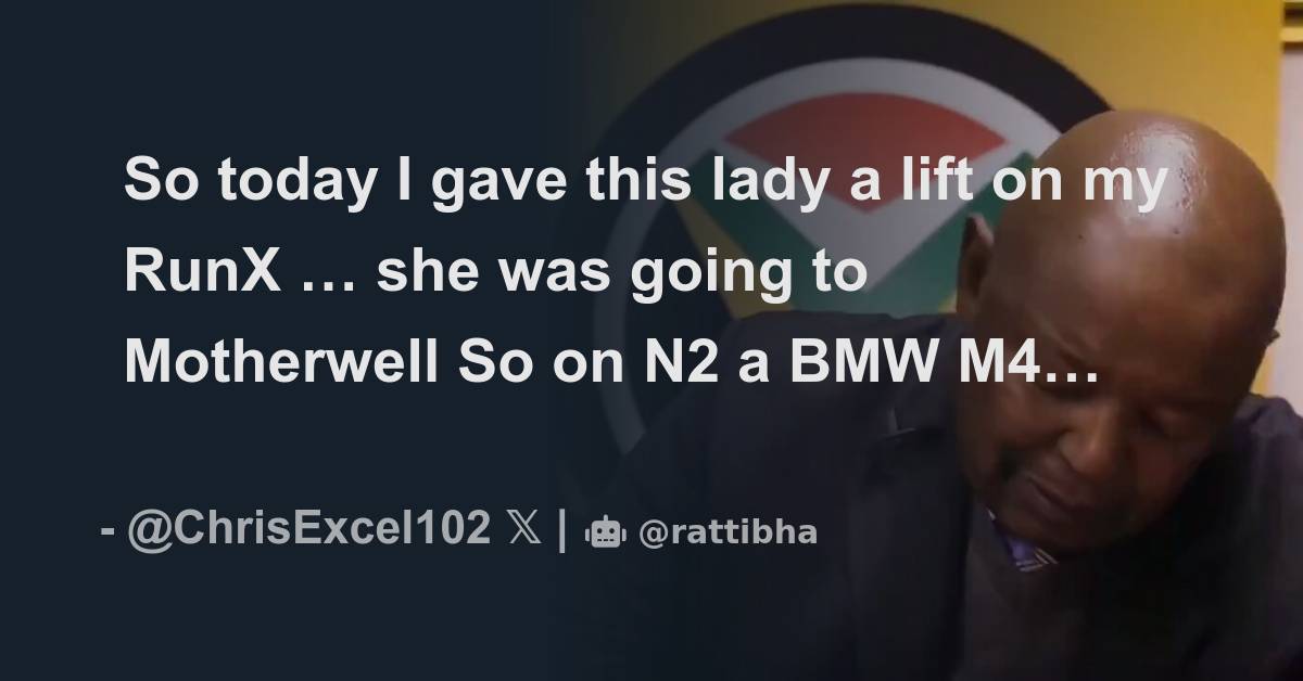 So today I gave this lady a lift on my RunX … she was going to Motherwell So on N2 a BMW M4 ...