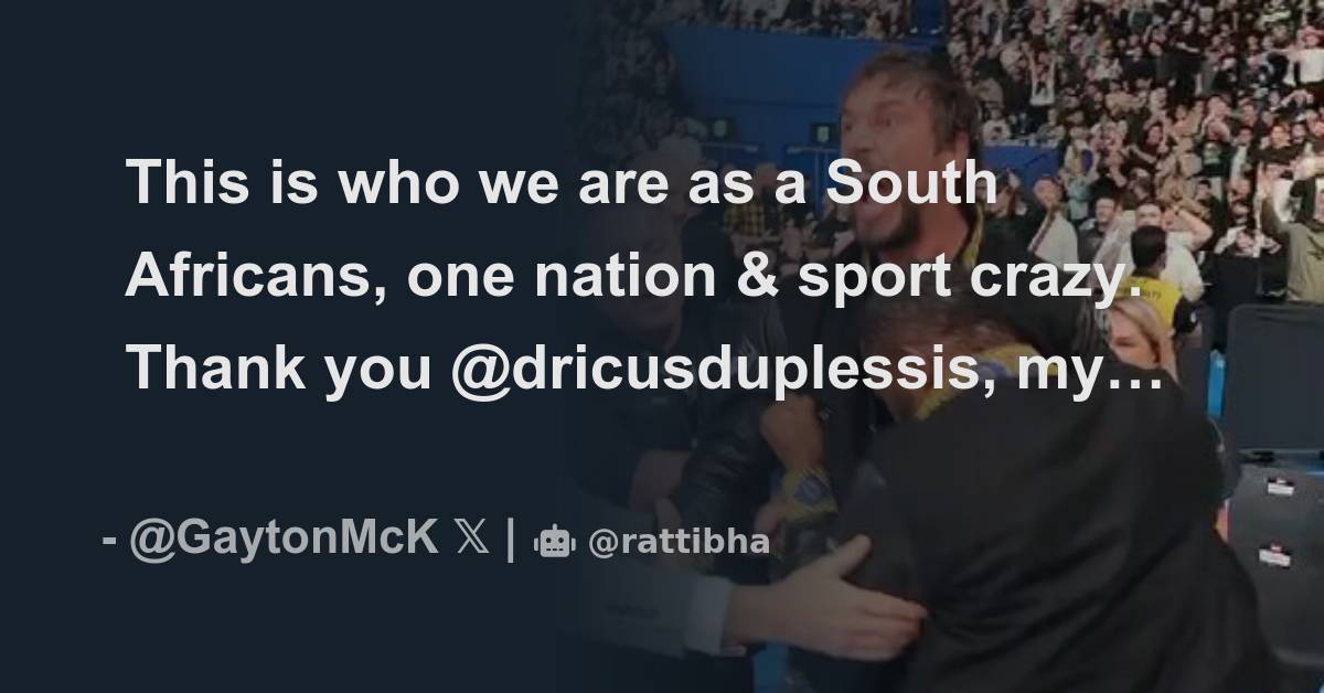 This is who we are as a South Africans, one nation & sport crazy. Thank ...