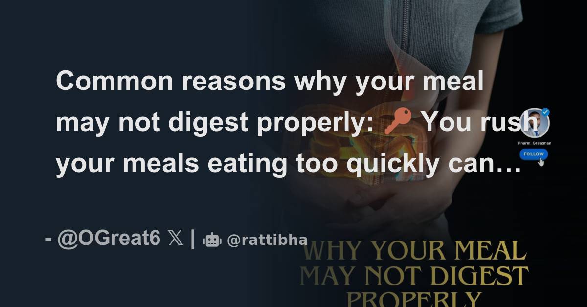 Common reasons why your meal may not digest properly: 🔑 You rush your ...