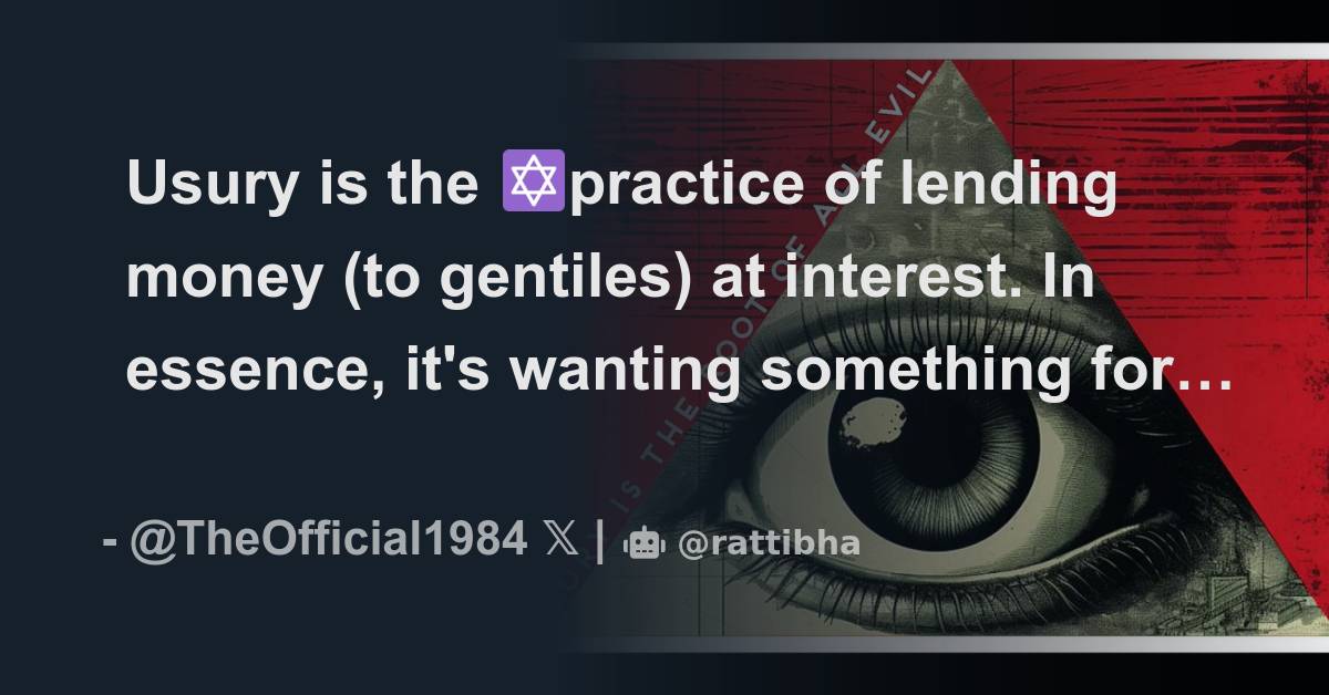 Usury is the ️practice of lending money (to gentiles) at interest. In ...