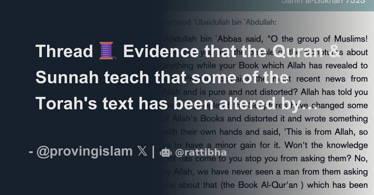 Thread 🧵 Evidence that the Quran & Sunnah teach that some of the Torah ...