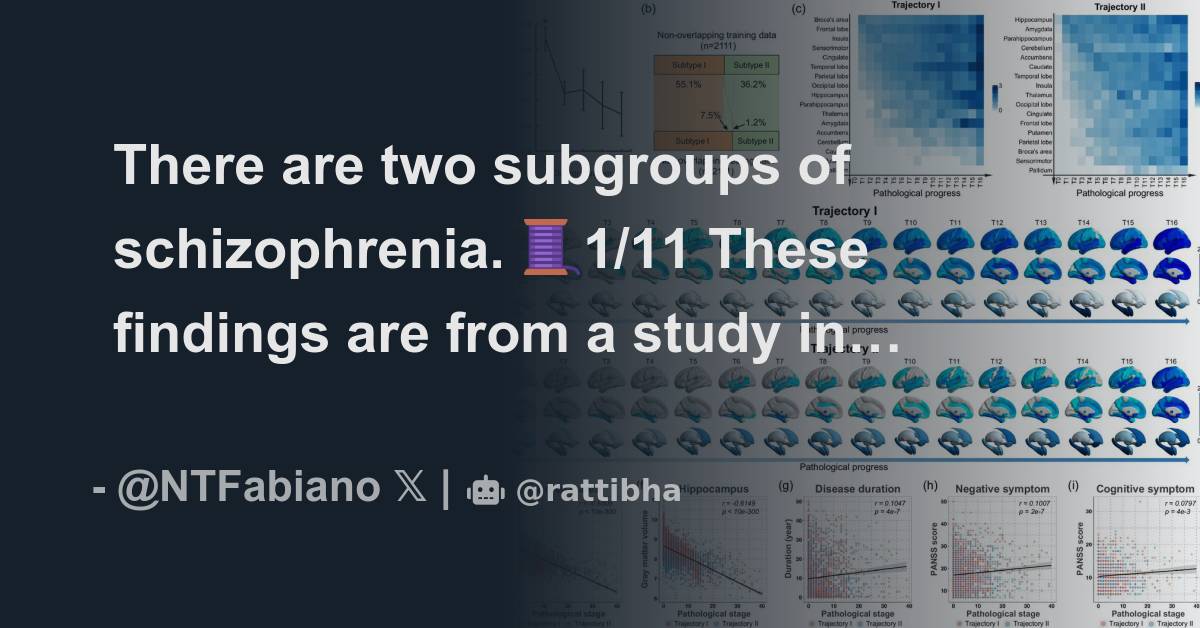 There are two subgroups of schizophrenia. 🧵1/11 - Thread from Nicholas ...