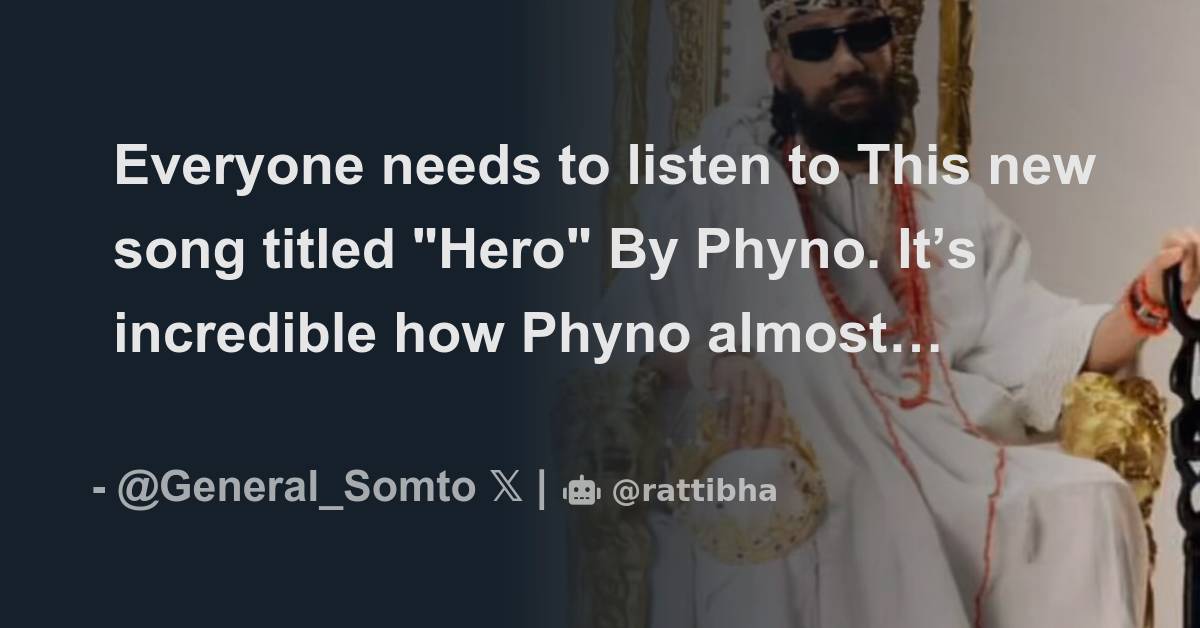 Everyone needs to listen to This new song titled "Hero" By Phyno. It’s ...