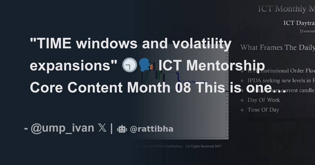 "TIME windows and volatility expansions" 🕤🗣 ICT Mentorship Core Content ...