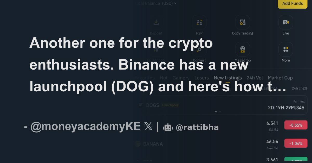 Another one for the crypto enthusiasts. Binance has a new launchpool ...
