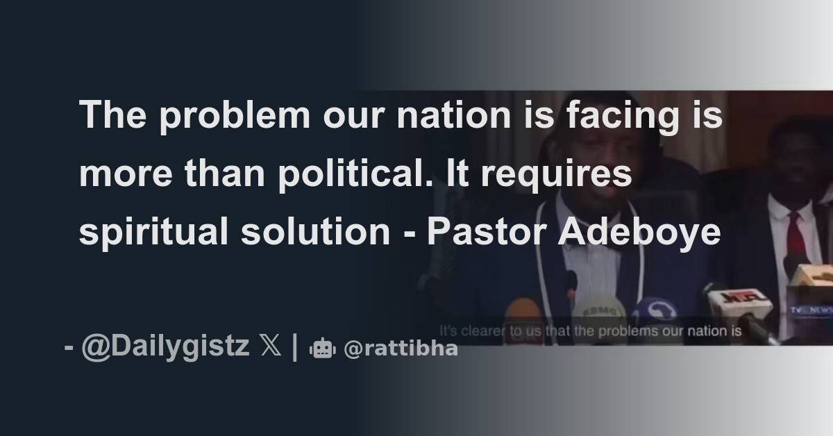 The problem our nation is facing is more than political. It requires ...