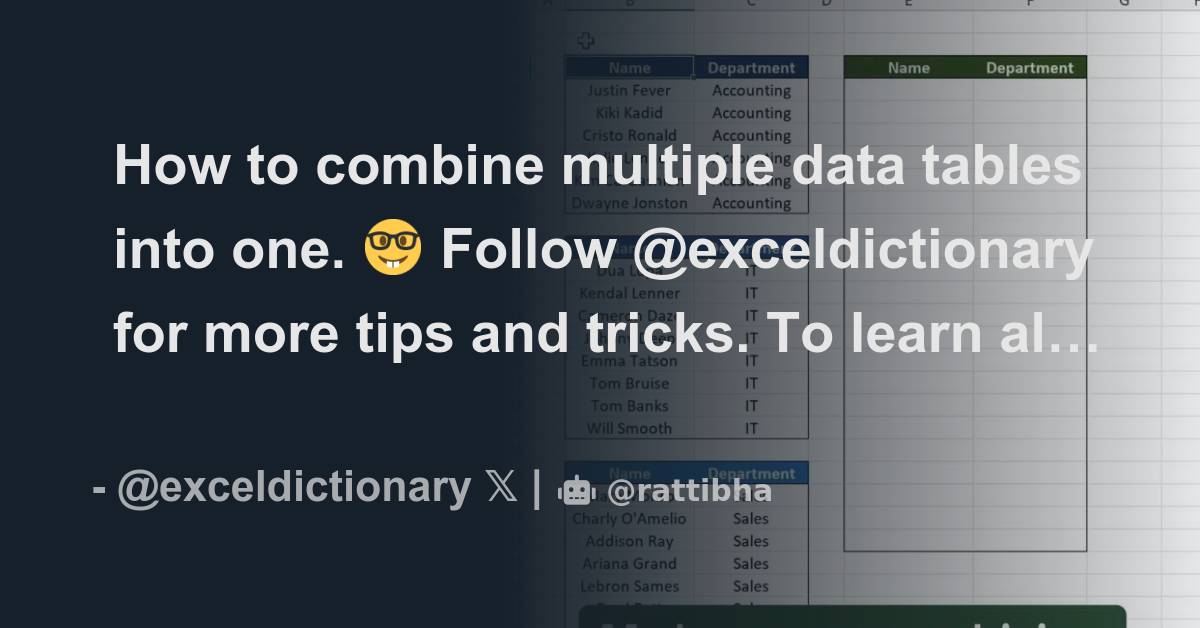 How To Combine Multiple Data Tables Into One 🤓 Thread From Excel Dictionary Exceldictionary