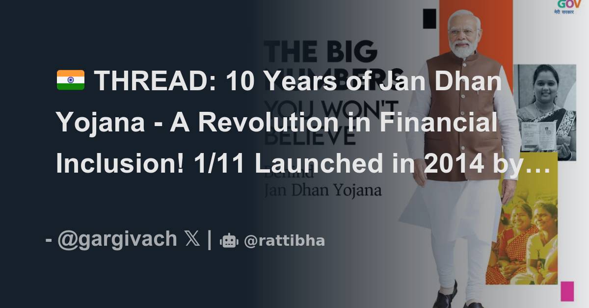 🇮🇳 THREAD: 10 Years of Jan Dhan Yojana - A Revolution in Financial Inclusion! 1/11 Launched in ...
