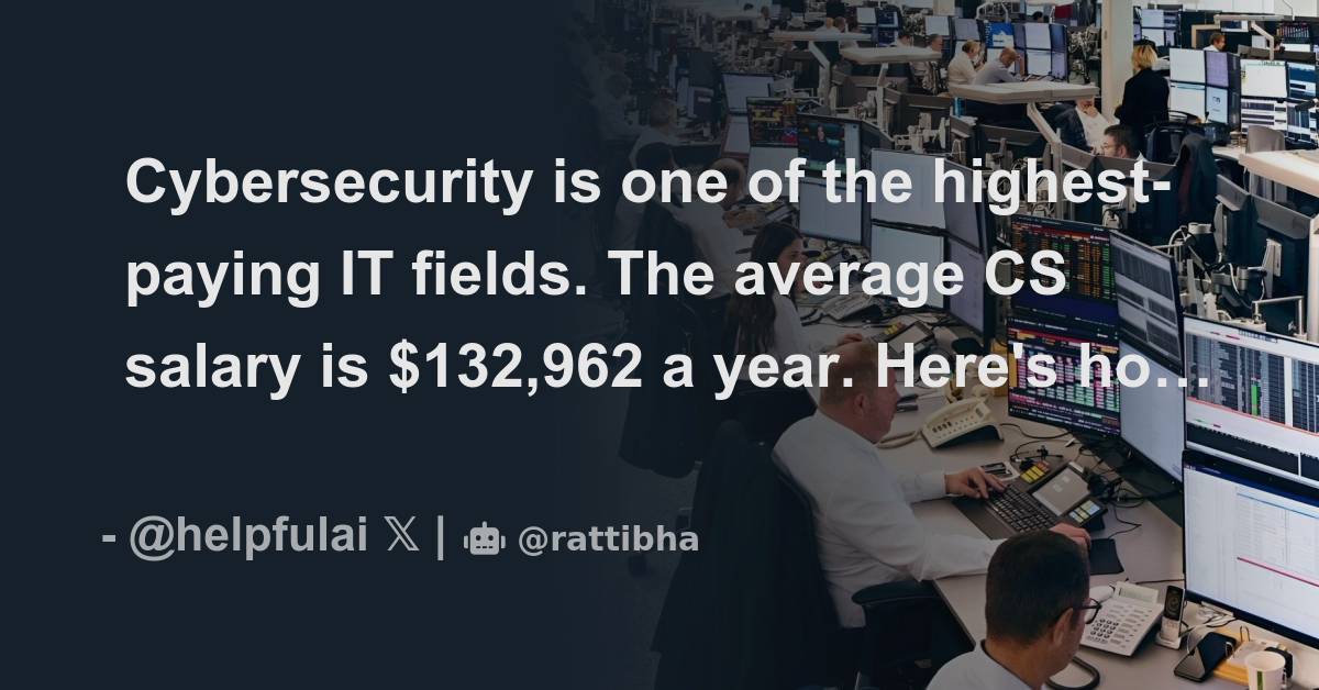 Cybersecurity is one of the highest-paying IT fields. The average CS ...