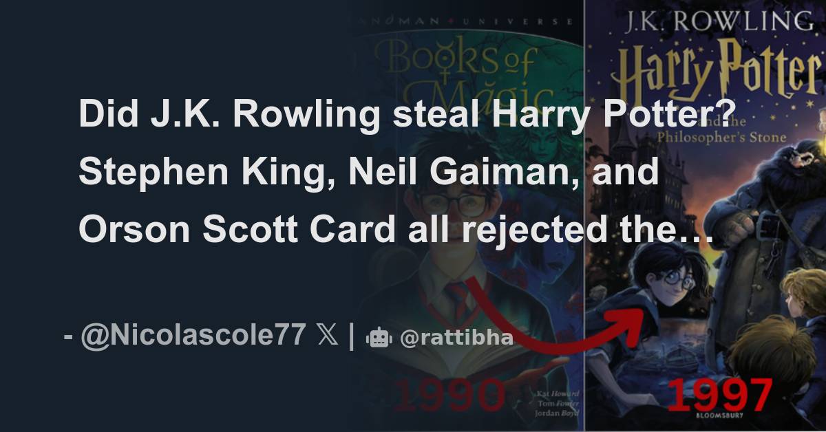 Did J.K. Rowling steal Harry Potter? Stephen King, Neil Gaiman, and ...