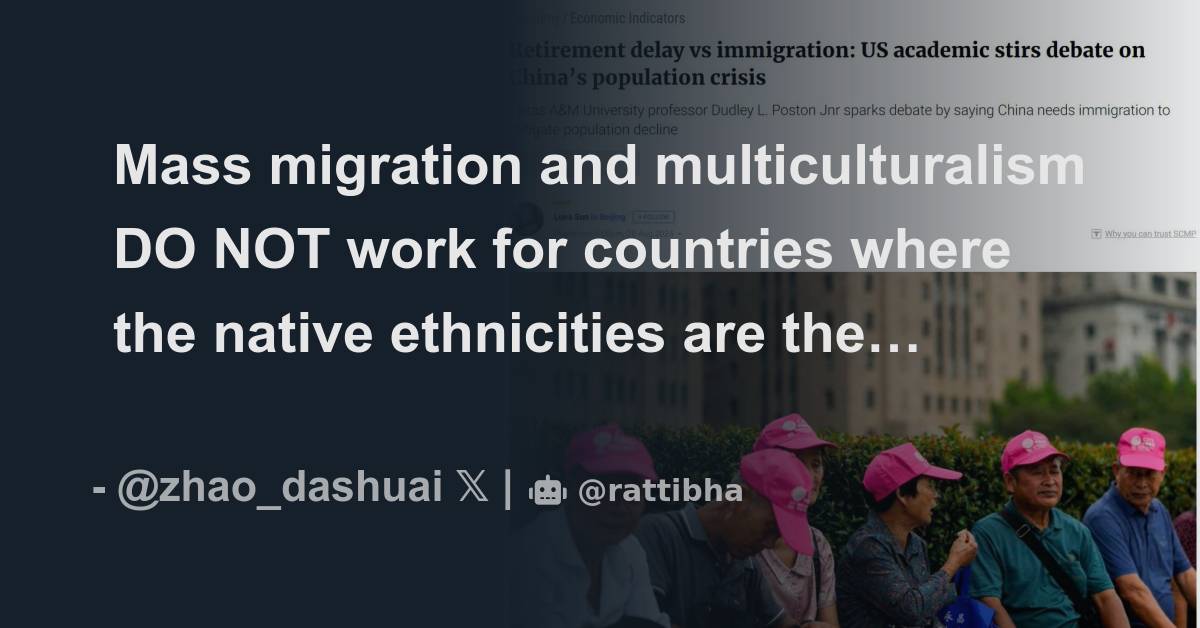 Mass migration and multiculturalism DO NOT work for countries where the ...